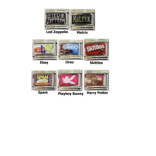 Stainless Steel 9MM Italian Charms Oreo Skittles Led Zeppelin Spam ...