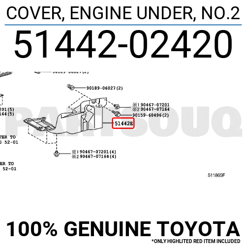 5144202420 Genuine Toyota COVER, ENGINE UNDER, NO.2 51442-02420 | eBay