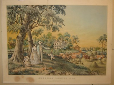 Antique N CURRIER 'American Country Life SUMMERS EVENING' FF Palmer ...
