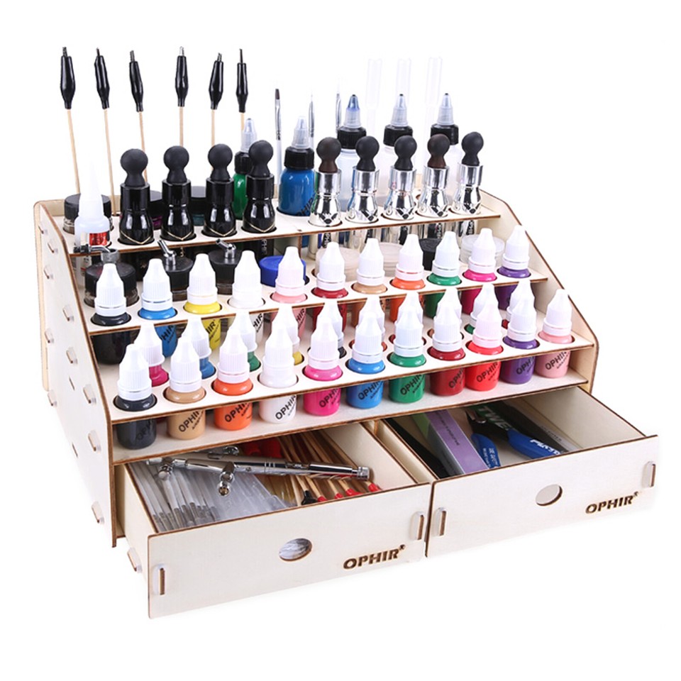 80 Holds Acrylic Paint Bottle Rack Model Organizer Stand Wooden Storage ...