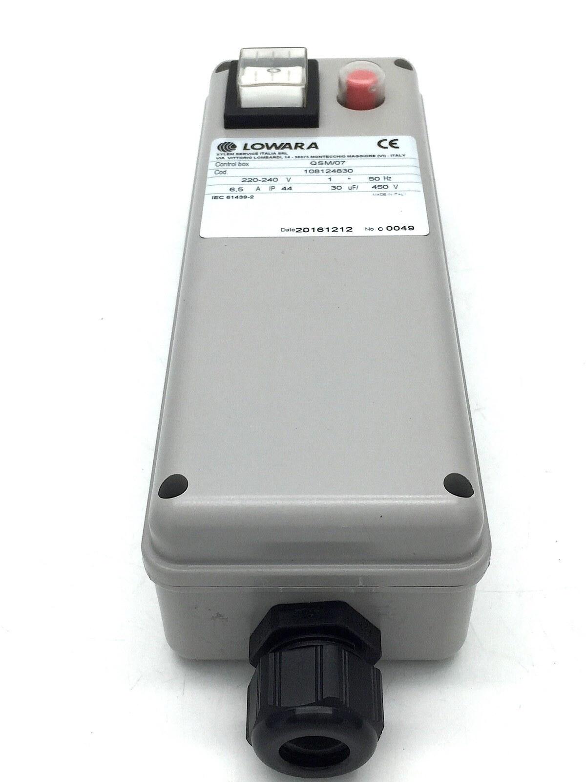 LOWARA QSM/07 108124830 Pump Control Box Single Phase 240V 6.5A IP44 | eBay