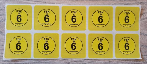 10x FSK ab 6 freigegeben Aufkleber Etiketten Sticker ...