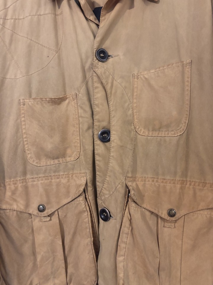 Vtg Filson MD Tan Guide Soy Wax Canvas Work Jacket 10415 USA Made sz L ...