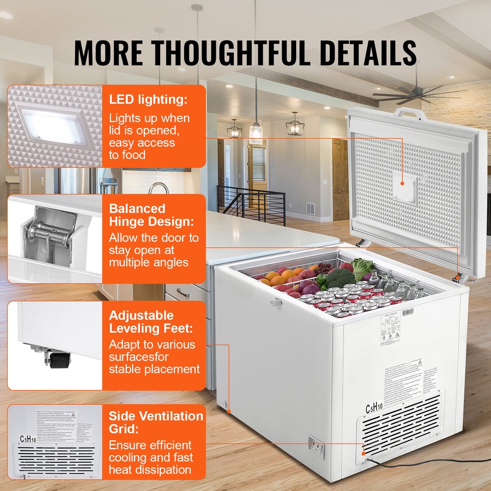 Chest Freezer 12.8 cu.ft / 345 L Large Deep Freezer & 4 Removable ...