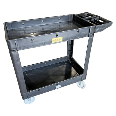 Plastic Utility Cart, 40" L x 17-1/2" W with Handle 2 Shelves, 550lb ...
