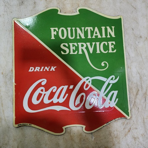 COCA-COLA FOUNTAIN SERVICE 2SIDED 23 X 25.5 INCHES ENAMEL SIGN | eBay