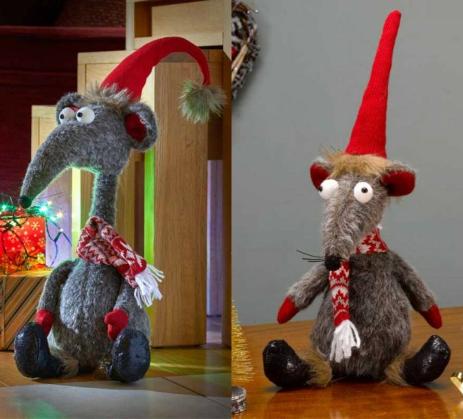 Christmas Rat Plush Figure Soft Novelty Home Decoration Gift Large ...