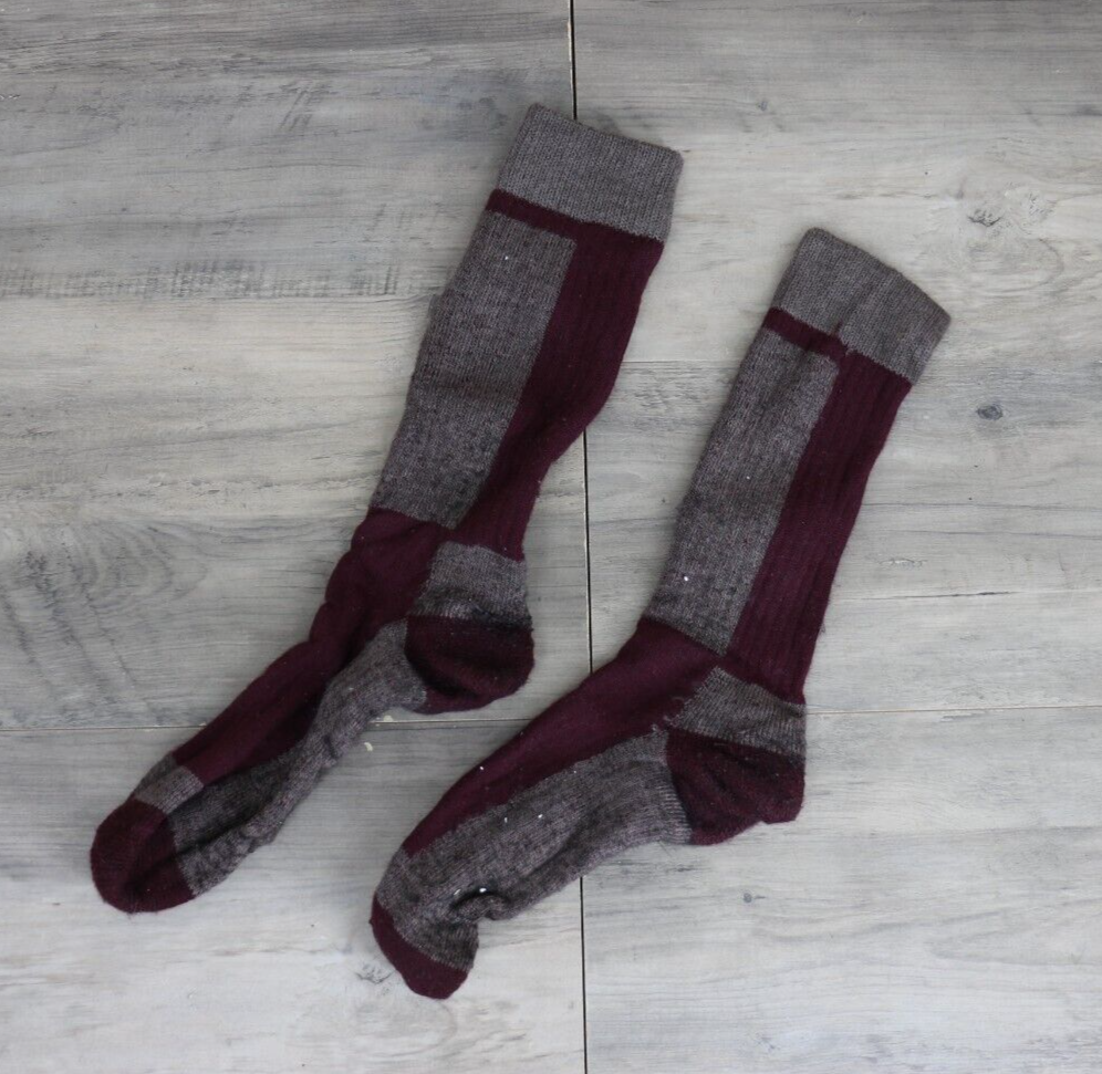 VINTAGE Warm Knit Heavy Colorblock Mens Tube Socks Size 10-12 Maroon | eBay