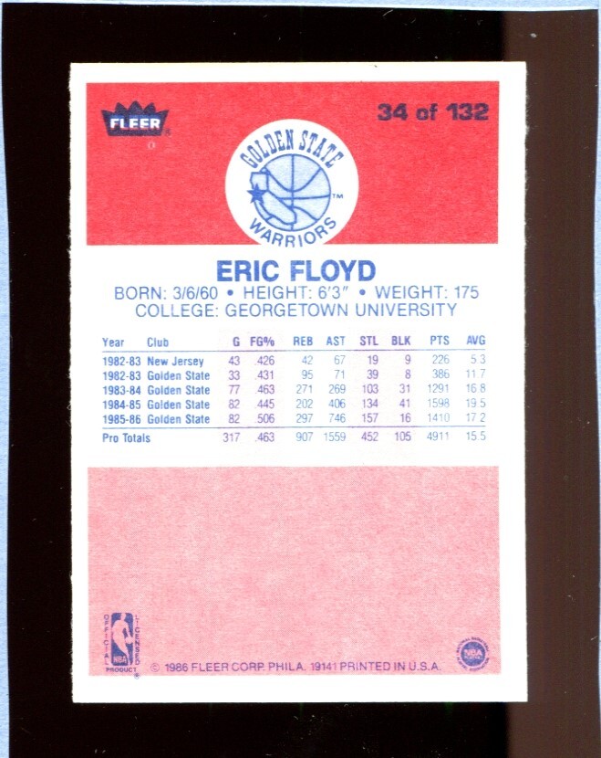 1986 Fleer #34 Eric Floyd Set Break | eBay