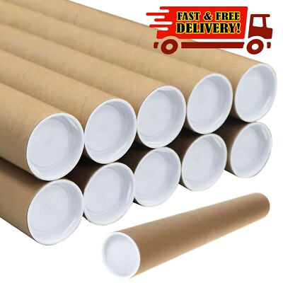 STRONG CARDBOARD POSTAL TUBES A0 A1 A2 A3 A4 IN 50mm & 76mm WITH END ...