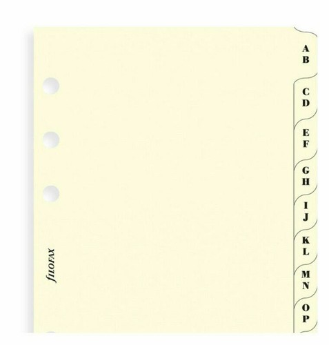 Filofax A5 size A-Z Index (Alphabetical) Cream Divider Organiser Refill ...