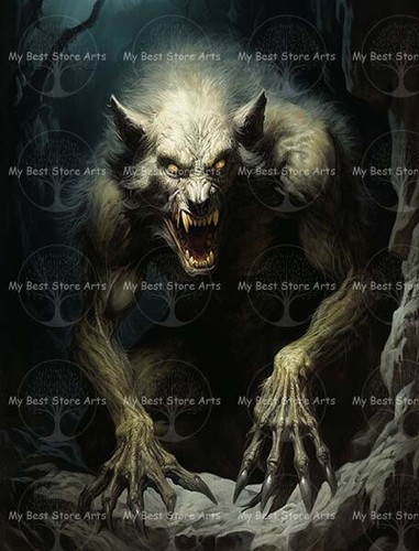 SCARY DARK WEREWOLF FANTASY ART PRINT Lycan Gothic Occult PHOTO POSTER ...