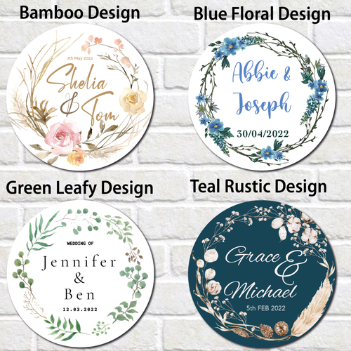 Personalised Wedding Stickers 4.5cm | Favour Labels | Multiple Designs ...