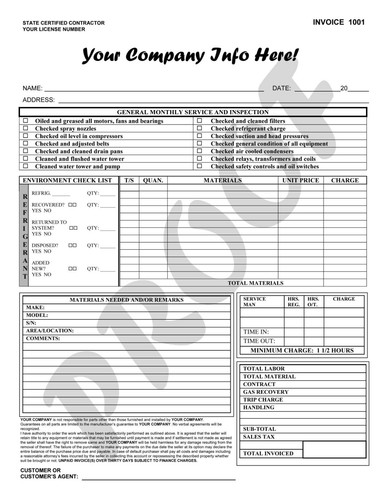 Air Conditioning & Heating Carbonless Job Work Order Form / Invoice 2 ...