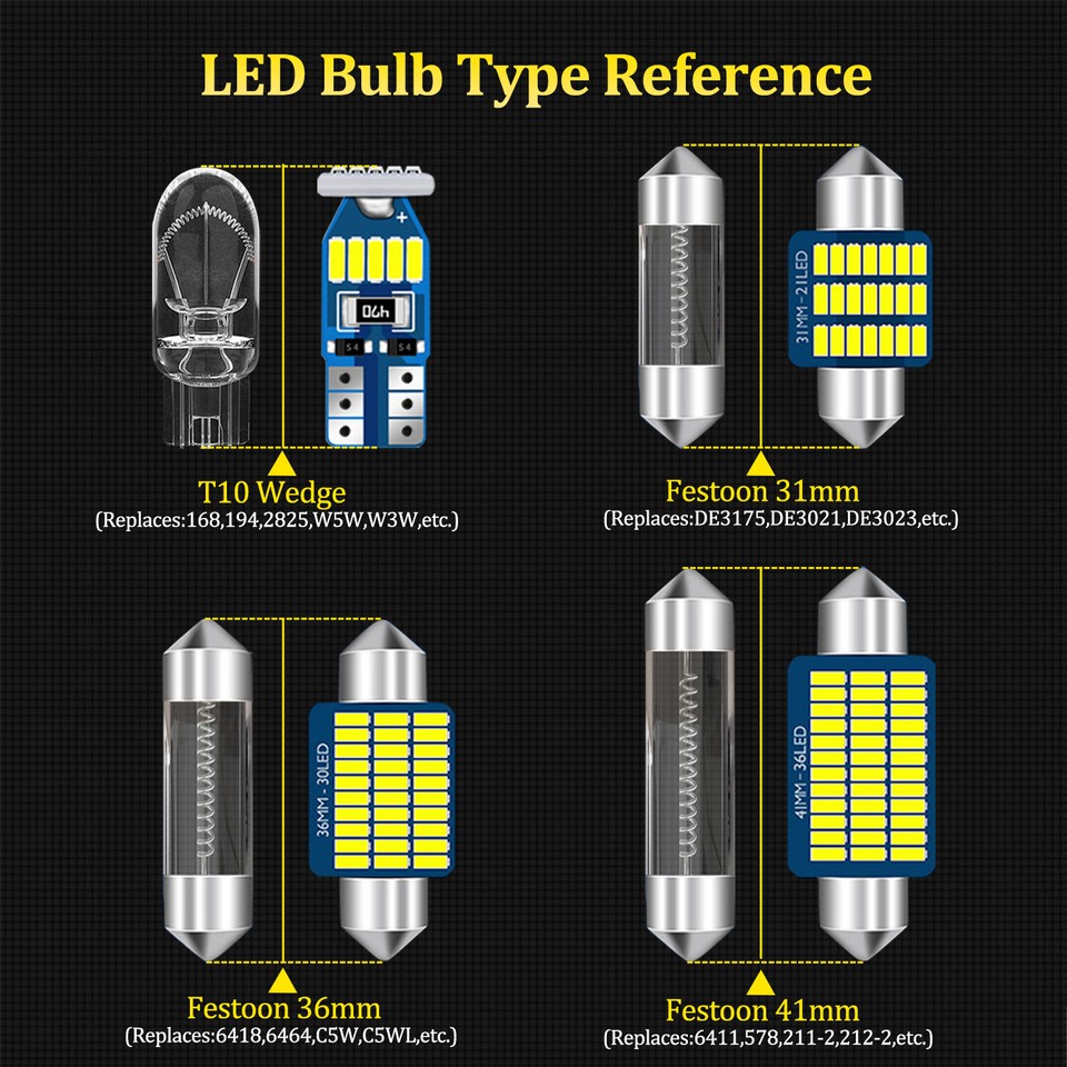 LED Light Interior Package + Reverse Backup Lights Bulbs for 2015-2020 ...