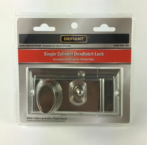 Defiant Single Cylinder Deadbolt Deadlock Nickel Entrance Door Lock (2 ...