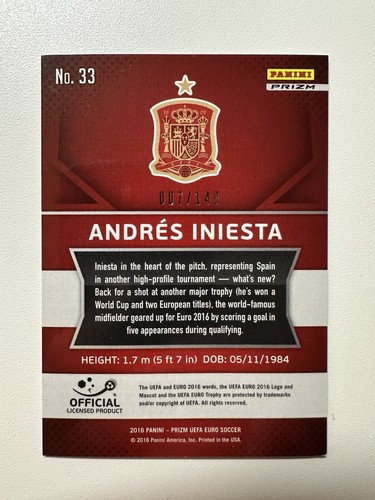 2016 Panini Prizm UEFA Euros Andres Iniesta Red /149 | eBay
