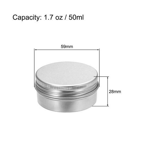 1.7 oz Round Aluminum Cans Tin Can Screw Top Metal Lid Containers 50ml ...