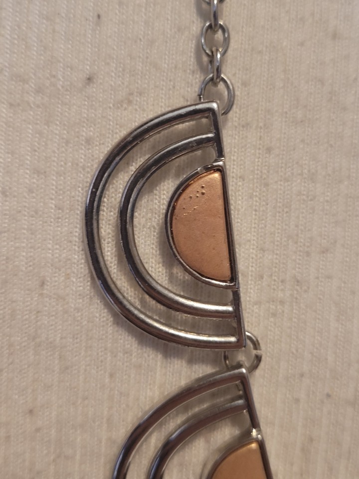 Silver / Rose Gold Coloured Scalloped Half Circle Chain Statement ...