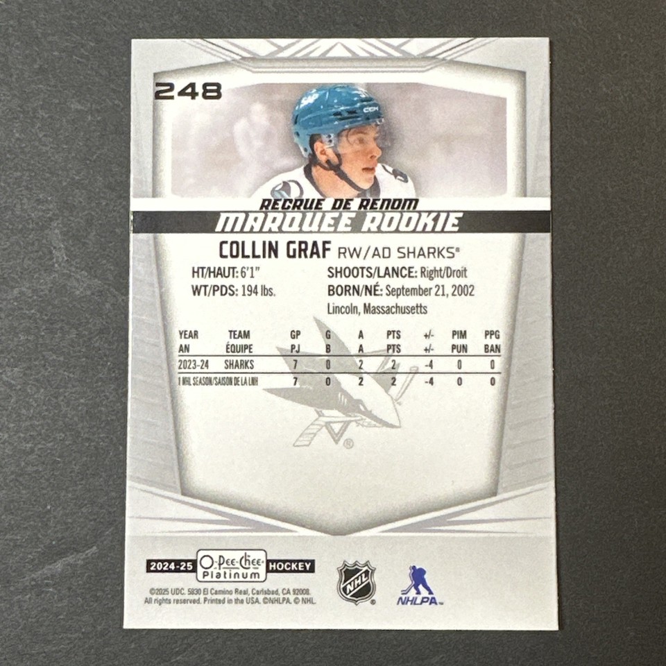2024-25 O-Pee-Chee Platinum - Marquee Rookies Collin Graf #248 (RC ...