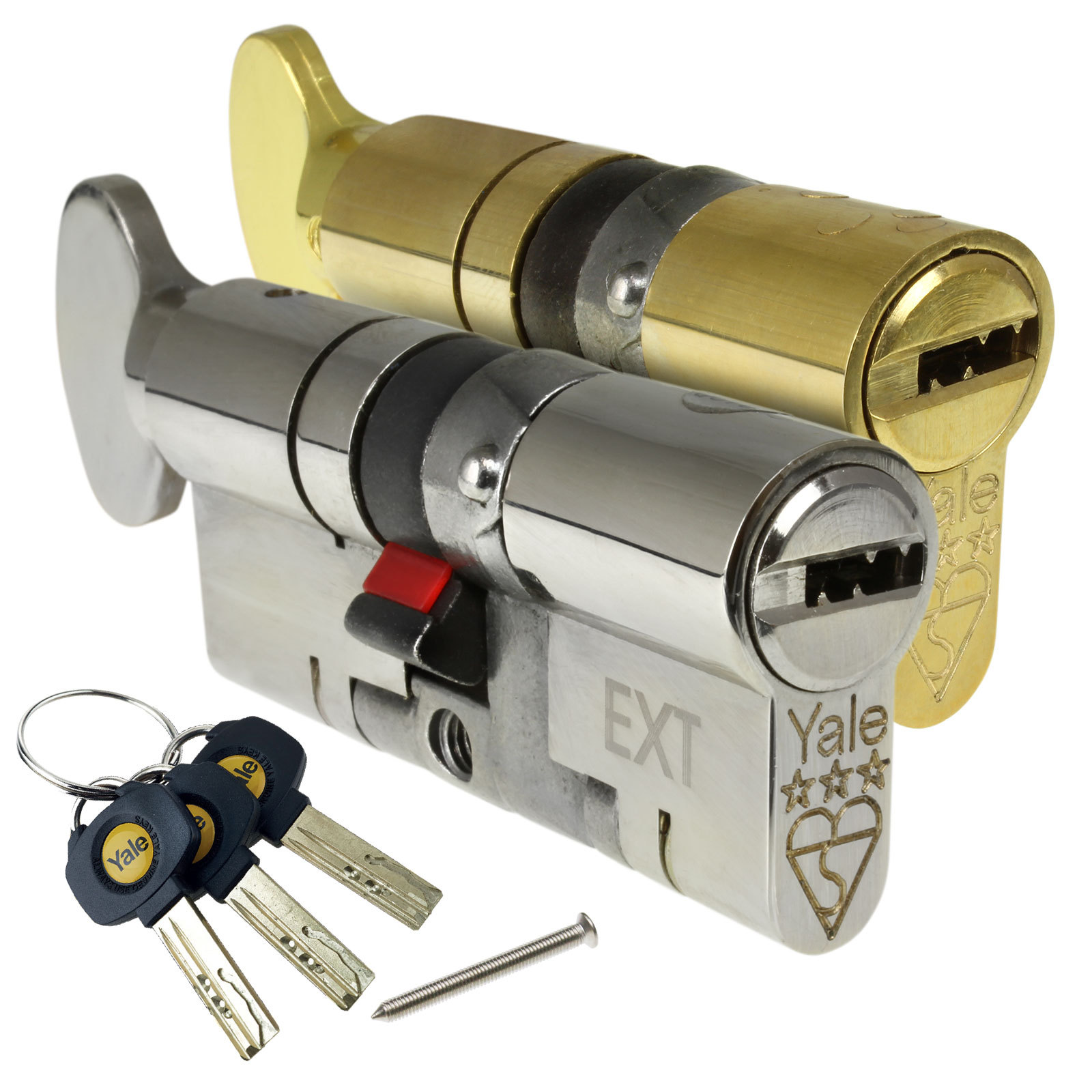 Yale Door Lock Cylinder Thumbturn Platinum Euro TS007 3 * Star Anti ...