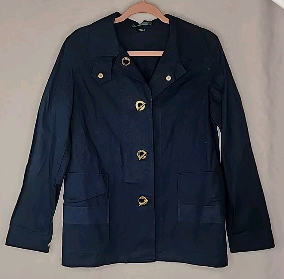 Lauren Ralph Lauren Small Jacket Coat Navy Blue Gold … - Gem
