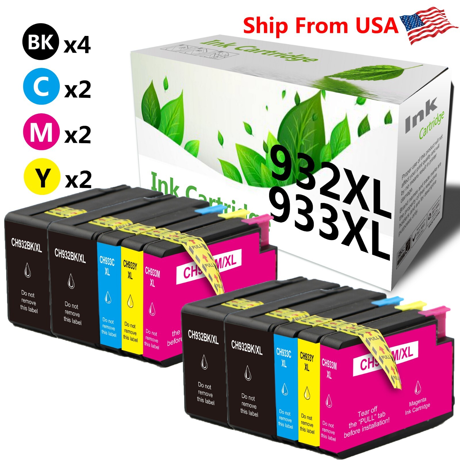 10-Pack 932XL 933XL Ink Cartridge 932 933 for Officejet 6700 7110 ...