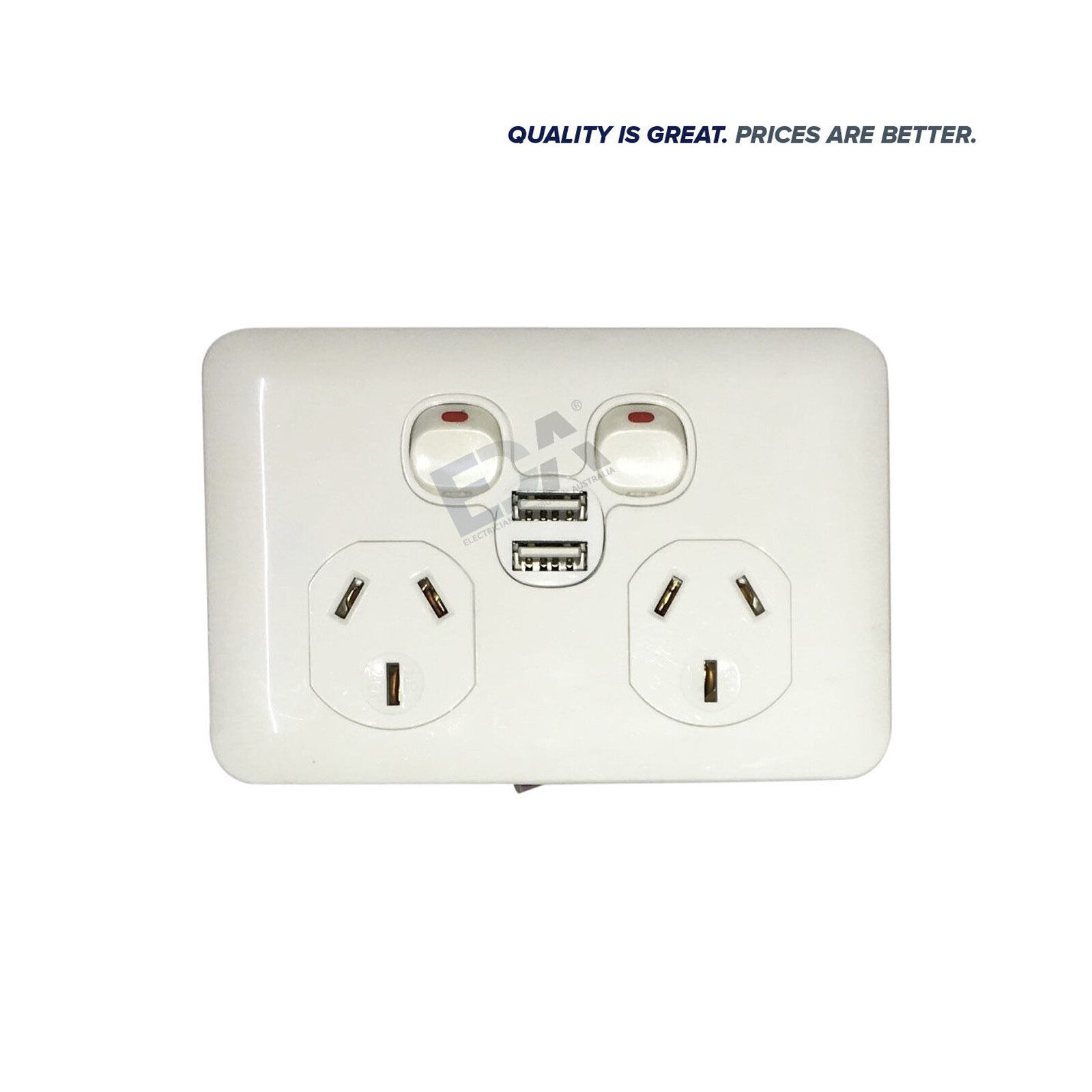 Dual USB Port Double 3 Pin Electrical Power Point Socket Outlet GPO ...