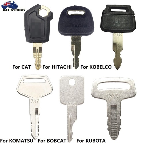 6 x Excavator Plant Digger Key Set For CAT HITACHI KOBELCO KOMATSU ...