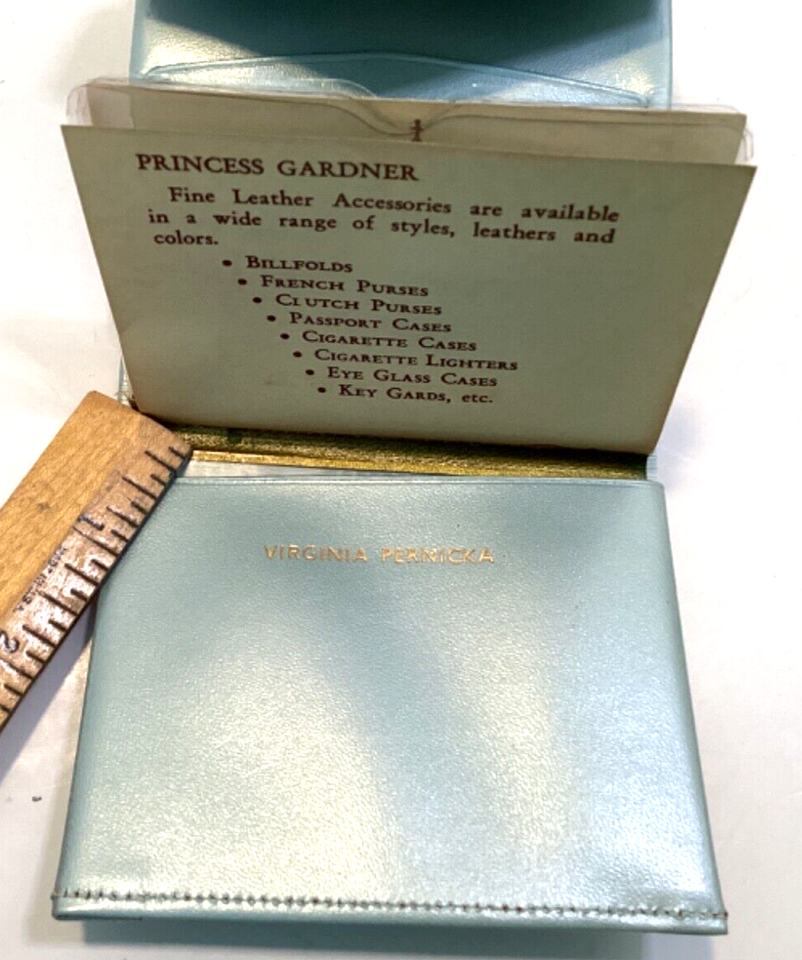 Vintage PRINCESS GARDNER Light Blue & Gold Cowhide Wallet Coin Purse | eBay