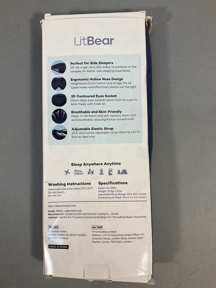 LitBear Sleep Mask for Men Side Sleeper, Sleeping Mask for Women Light ...