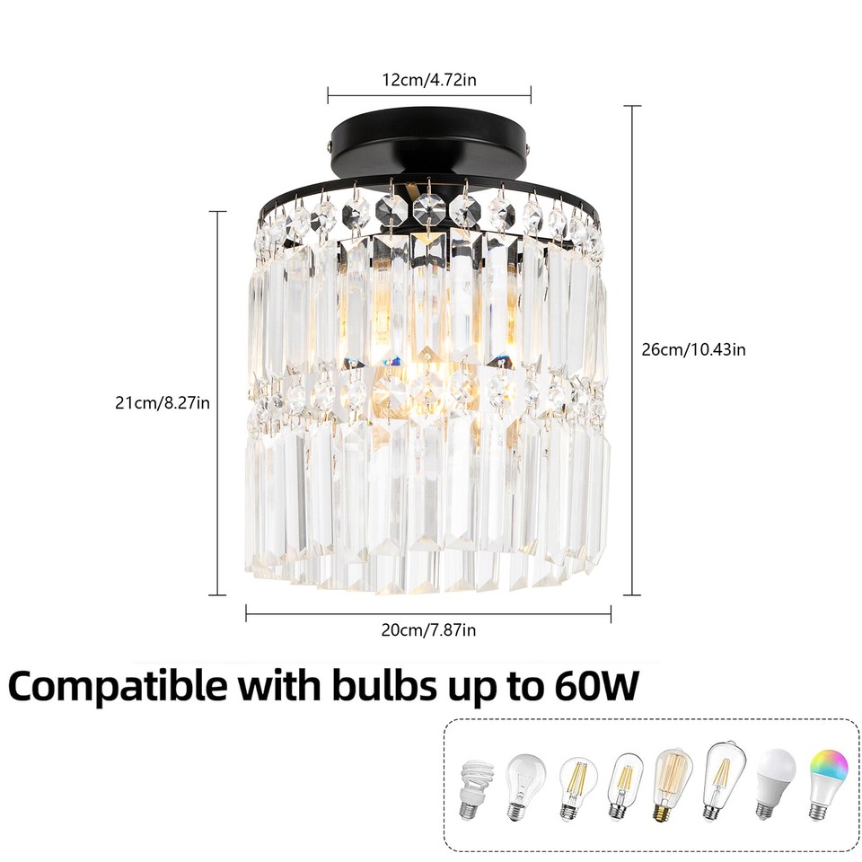 Flush Mount Crystal Chandelier, Crystal Light Fixture Flush Mount ...