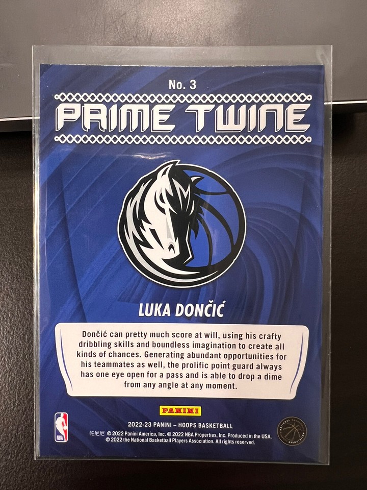 Luka Doncic 2022-23 Panini Hoops Silver Holo Prime Twine Insert Card #3 ...