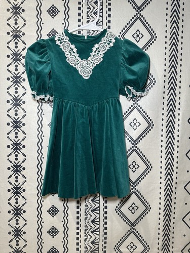 Vintage Good Lad Girls 6x Green Velvet & Lace Dress- Made in the USA | eBay
