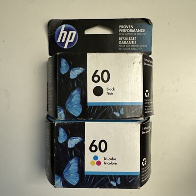 2 pack Genuine HP 60 Color Ink Cartridge New Sealed OEM set combo Exp ...