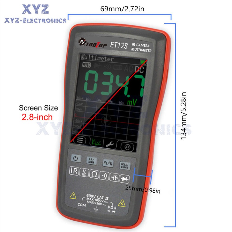 2 In 1 Thermal Imager+Multimeter 2.8'' Touch Screen IR Thermal Camera ...