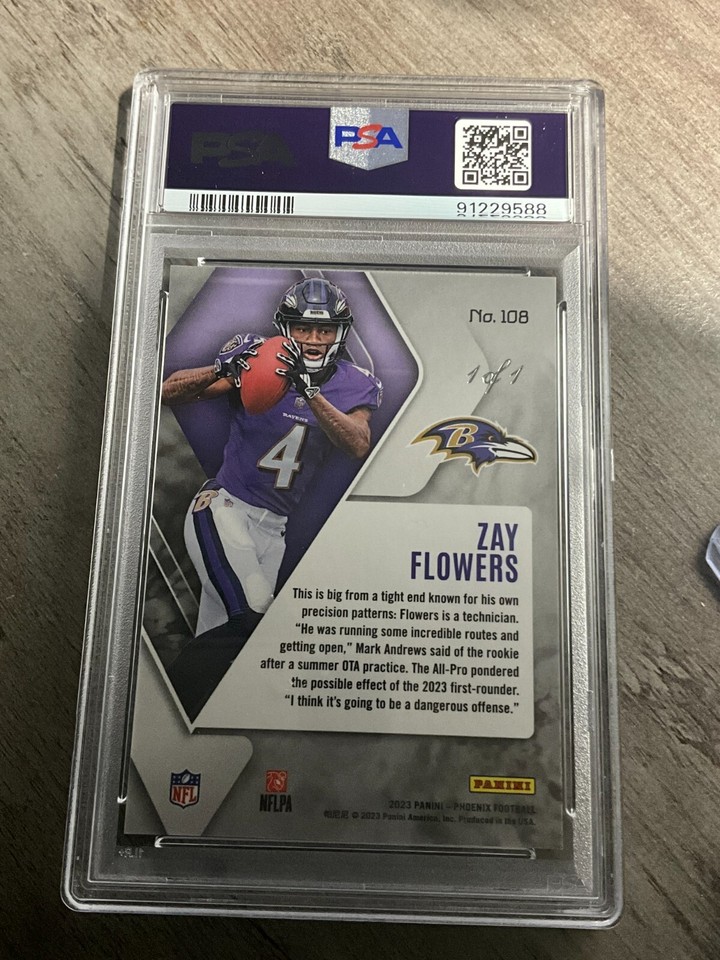 2023 PHOENIX FOOTBALL #108 Zay Flowers rookie card GOLD 1/1 GEM MT PSA ...