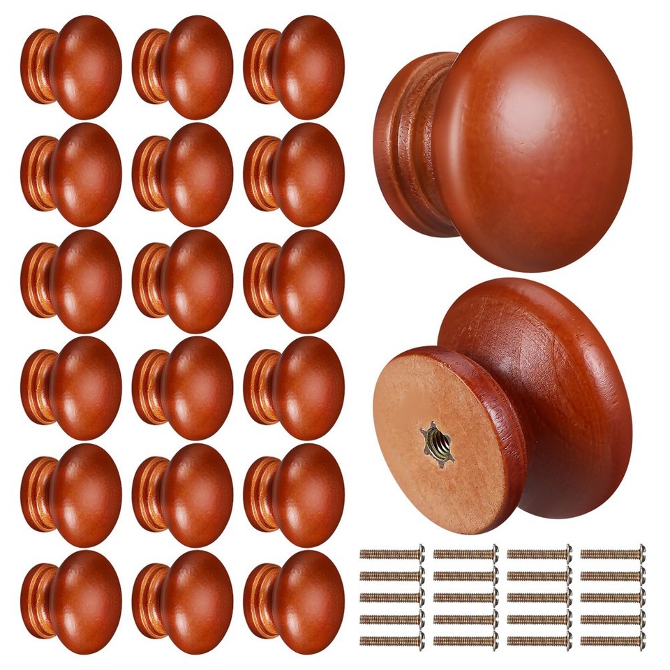 20 Pcs Round Wood Knobs Wooden Handles for Cabinet Drawers and Dresser ...