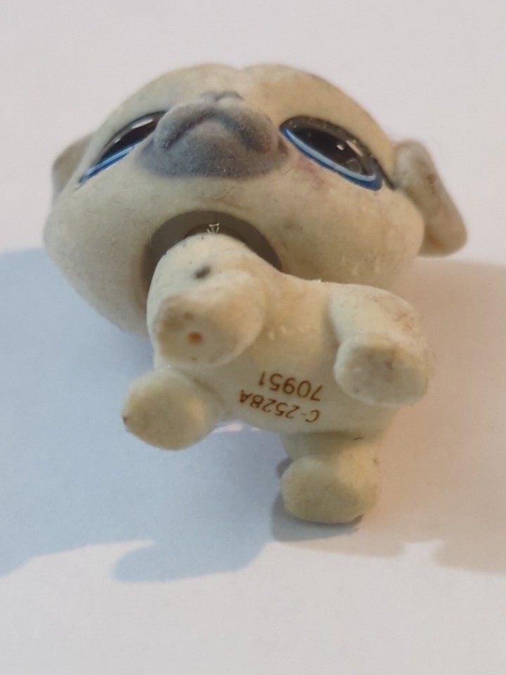 LITTLEST PET SHOP # 128 PUGSON FUZZYPAWS FLOCKED PUG DOG LPS | eBay