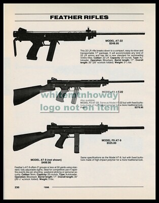 1996 FEATHER Model AT-22, F2 AT-22, F9 AT-9 Rifle AD shown w/original ...
