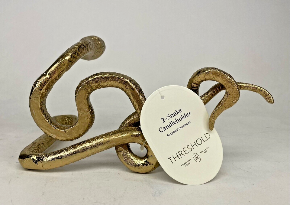 NEW! Threshold Brass Style Gold Aluminum Double Snake Taper Candle ...