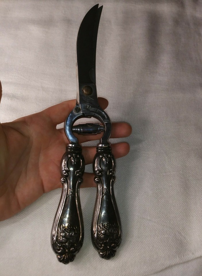 Vintage Sterling Silver Handles Kitchen Scissors Pruner Poultry Shears ...