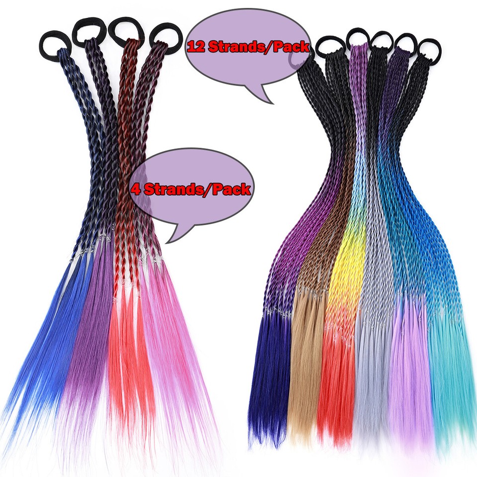 Rainbow Box Braids Pigtail Ponytail Wrap Ponytail Twist Braiding Hair ...