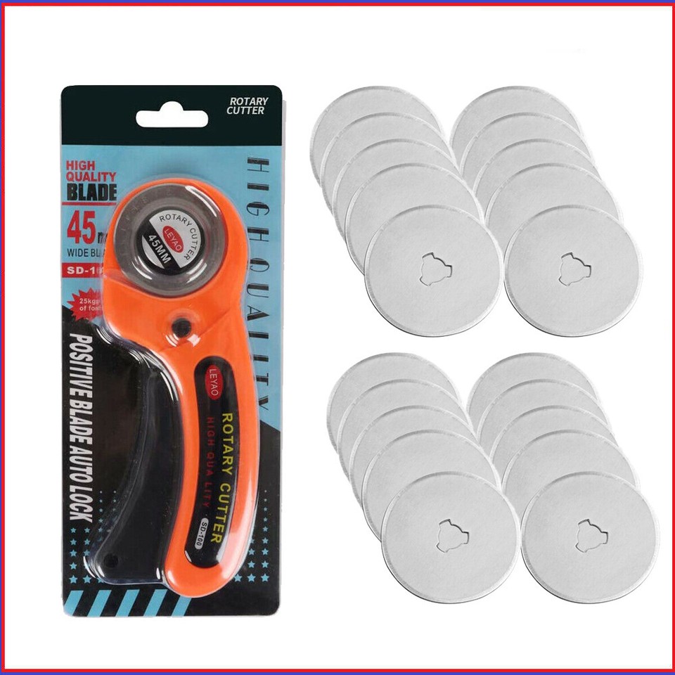 100X 45mm Blade + Rotary Cutter Sewing Quilters Fabric Leather Cutting ...