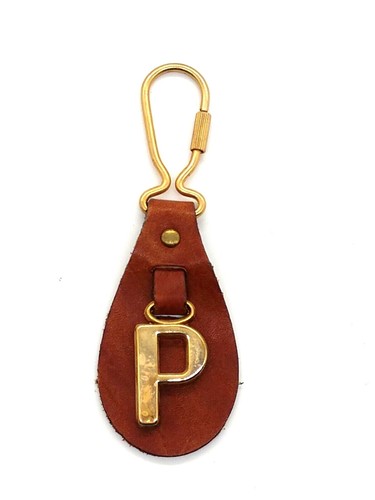 Vintage Leather Metal Letter "P" Keyring Keychain | eBay