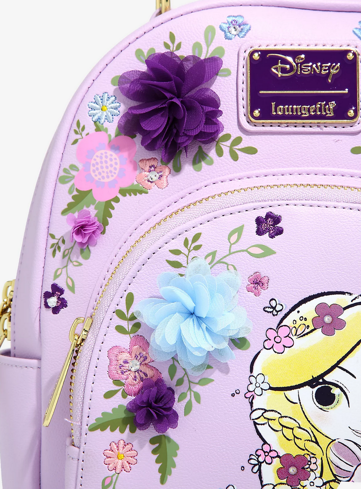Loungefly Disney Tangled Rapunzel Chiffon Summer Spring Floral Mini ...