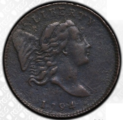 1794 Liberty Cap Flowing Hair Half Cent 1/2C PCGS VF Details C-1a Rare ...