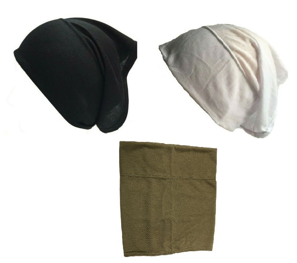 HIJAB Under Scarf Tube Cap Bonnet Assorted Stretchable Half Head Cover ...