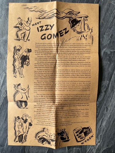 IZZY GOMEZ SIGNED San Francisco SPEAKEASY Prohibition Era FLYER ...