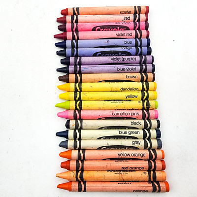 Crayola Crayons Made in USA Lot Scarlet Dandelion Carnation Pink ...